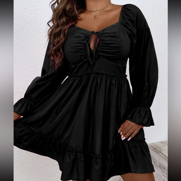 Dresses | Plus Size Red Sweetheart Neck Ruffle Sleeve Mini Dress | Poshmark